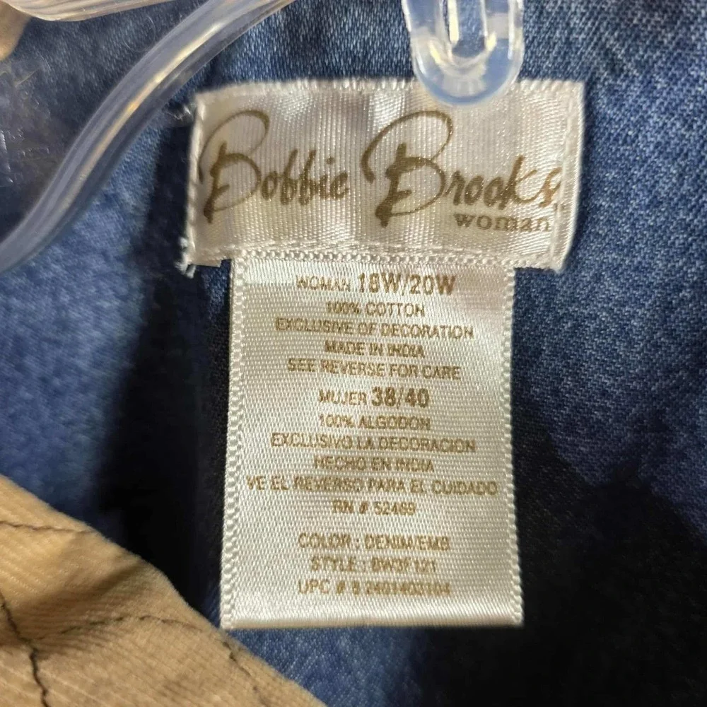 Bobbie Brooks | Tops | Bobbie Brooks Denim Shirt Floral Embroidered ...